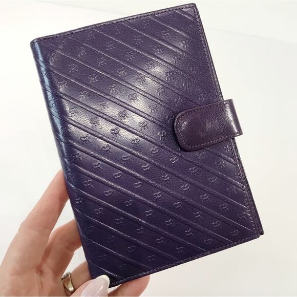 mundi | Bags | Vintage Mundi Bow Embossed Kidskin Leather Purple Wallet ...